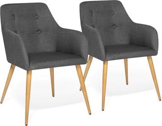 IDMarket Lot de 2 chaises de Salle &agrave; Manger scandinaves, fauteuils de Table Dania Gris Anthracite