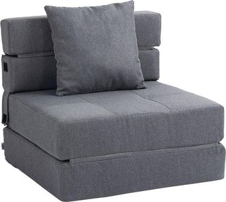HOMCOM Schlafsessel klappbar, Schlafsofa, 2-in-1 Klappsessel mit Bettfunktion, Relaxsessel mit Kissen, G&auml;stebett f&uuml;r Wohnzimmer, Schlafzimmer, bis 120 kg