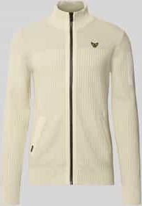 PME Legend Regular Fit Strickjacke aus reiner Baumwolle mit Label-Stitching
