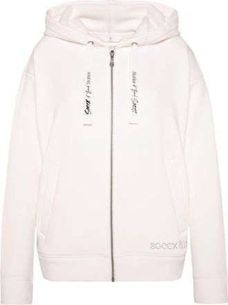 soccx Damen Kapuzensweatjacke mit Glossy-R&uuml;cken-Artwork Ivory, XXXL
