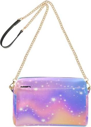 HMZXZ Sac à bandoulière arc-en-ciel ondulé ciel pour femme, sac à main en cuir, petit sac à main à bandoulière, texture violette