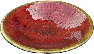 Guru Shop Runde Mosaikschale, Untersetzer, Dekoschale, Handgearbeitete Keramik & Glas Obst Schale - Design 7, Size:mittel (Ø 37 cm)