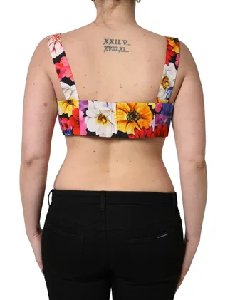 Dolce & Gabbana Floral-Print Cropped Bustier Blouse - Multicolor
