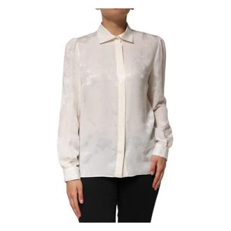 Dolce & Gabbana Wei&szlig;e Seidenbluse mit Kragen - - Blouses & Shirts - Damen - Wei&szlig; - XL
