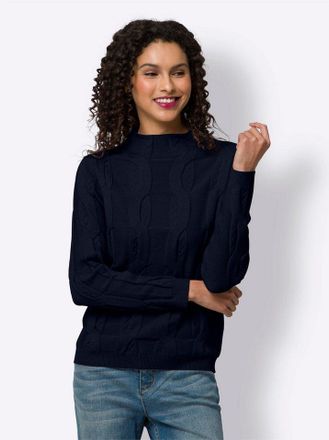 Heine Strickpullover Stehkragen-Pullover Langarm Zopfmuster