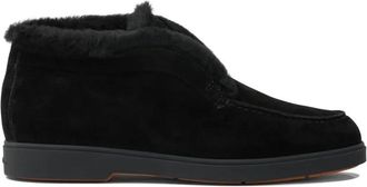 Santoni Low-Top Sneaker - Desert Boot aus Veloursleder mit Pelzfutter - Gr. 36 (EU) - in Schwarz - für Damen