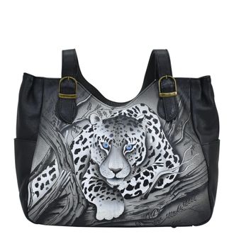Anuschka Damen Tasche Handtasche aus echtem Leder, handbemalt, afrikanischer Leopard