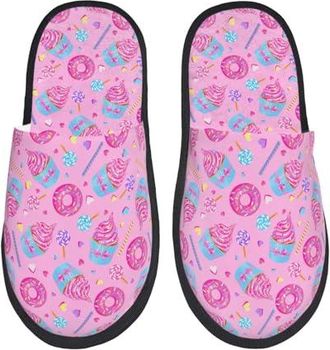 Generic Impression De Beignets Pantoufles Hiver Pantoufle Antidérapants Chaussures Pour Extérieur Femme Intérieur L