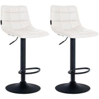 Clp Lot de 2 tabourets de bar Jerry en similicuir Blanc Noir