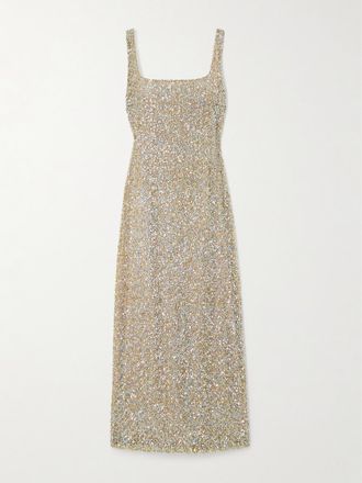 Costarellos Harper Maxikleid Aus T&uuml;ll Mit Pailletten - Gold