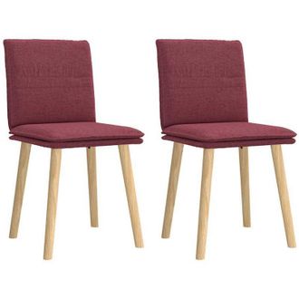 vidaXL Vidaxl - Chaises &agrave; manger lot de 2 rouge bordeaux tissu