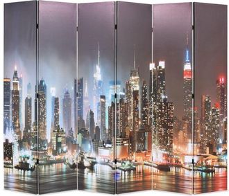 vidaXL Raumteiler klappbar 228 x 170 cm New York bei Nacht Vidaxl