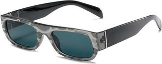 Generic Lunettes de soleil rectangulaires vintage pour femmes lunettes de soleil tendance lunettes hommes classique fleur cadre punk lunettes UV400, C2flower-