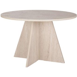Hanah Home Table &agrave; manger en bois Virella - 120 x 120 x 75 cm - Travertin