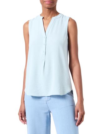 QS by s.Oliver Damen 2141786 Bluse ärmellos, Türkis, 44