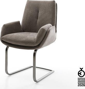 DELIFE Freischwinger Clea-Flex Strukturstoff Soft Taupe Freischwinger flach Graphit, Esszimmerst&uuml;hle