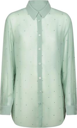 MC2 Saint Barth Femme, Blouses et Chemises, Vert, Taille: 42 FR Brigitte Shirt Georgette Strass 53