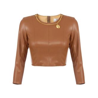 Elisabetta Franchi Top mit Halskette und Anh&auml;nger - - Tops - Damen - Braun - M