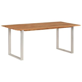 Generic Akazienholz Massiv Esstisch, Industrial Baumkante, Baumstamm, Esszimmertisch, K&uuml;chentisch, Speisetisch, Tisch Esszimmer, K&uuml;che (Schwarz 180x90x76cm) (