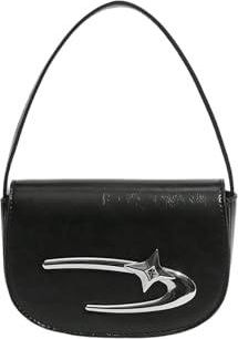 Floerns Y2K Sac &agrave; main &agrave; rabat magn&eacute;tique en cuir PU l&eacute;ger pour femme, noir, one_size