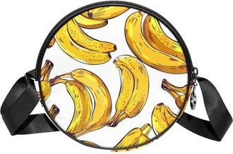 Generic Petit sac &agrave; bandouli&egrave;re rond pour femme, peint &agrave; la main, sac &agrave; bandouli&egrave;re avec fermeture &eacute;clair, bretelles r&eacute;glables, sac &agrave; main rond d&eacute;contract&eacute; po