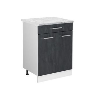 Vicco Meuble Cuisine R-Line, B&eacute;ton Noir, 60cm PT Marbre