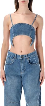Marine Serre Femme, Tops, Bleu, Taille: 36 FR Moon Denim Shaped Top