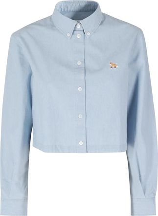 Maison Kitsun&eacute; Femme, Blouses et Chemises, Bleu, Taille: 38 FR Chemises