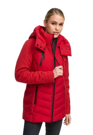 Marikoo Damen Winterjacke (XS-3XL) - Softshell, mit abnehmbarer Kapuze, Steppung - N103 - DeepRed Gr&ouml;&szlig;e XS - Gr.XS