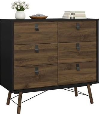 Dmora Kommode Aurelie, Wohnzimmerbuffet, Wohnzimmer-Sideboard, Moderne K&uuml;chen-Speisekammer, 102x40 h95 cm, Schwarz und Walnuss