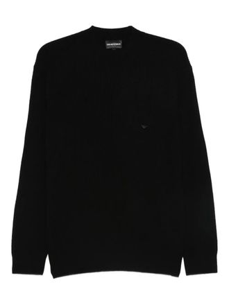 Emporio Armani pull à design côtelé - Noir
