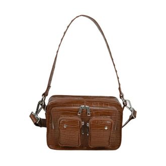 Núnoo Femme, Sacs, Brun, Taille: ONE Size Sac à bandoulière avec motif crocodile Ellie