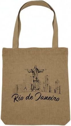 Fabulous Sac Shopping Tote Bag Aspect Lin - Rio de Janeiro Minimalist Br&eacute;sil Voyage Foot Carnaval - Sac de Courses Toile Epaisse 360g Beige Naturel Cabas Port&eacute;