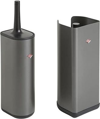 WESCO Wesco Set aus 1x Toilettenbürste LOFT aus pulverbeschichtetem Stahlblech mit Silikonbürste und 1x Papierrollenhalter LOFT in Halbrunder Form mit Kunst