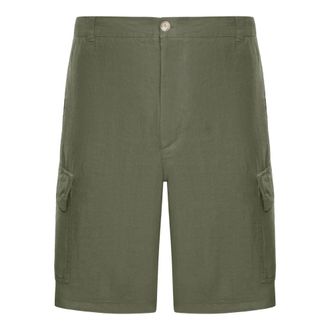 120% Lino Homme, Shorts, Vert, Taille: M Bermuda cargo en lin