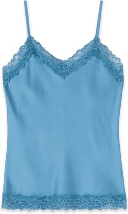 Oltre Satin und Spitze Top - - Tops - Damen - Blau - XS