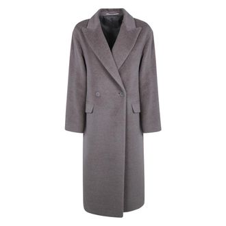 Tagliatore Linden Zweireihiger Langer Mantel - - Coats - Damen - Grau - M