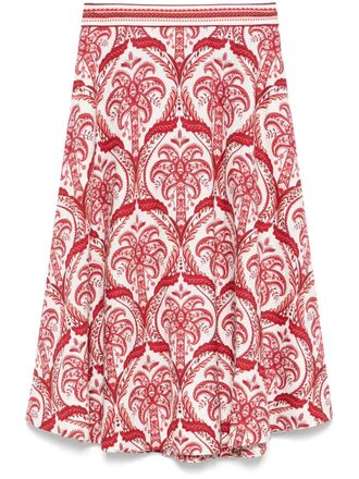 Farm Rio jupe mi-longue à imprimé tropical - Blanc