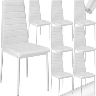 TecTake Tectake - Lot de 8 chaises avec strass en cuir synthétique ergonomiques blanc