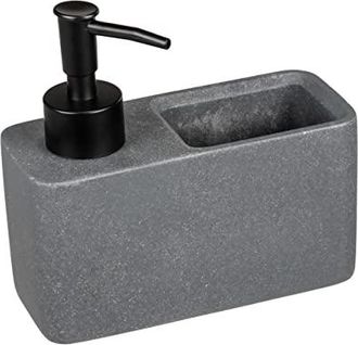WENKO Sp&uuml;lmitelspender Resa, Seifenspender f&uuml;r die K&uuml;che in Steinoptik mit praktischem Schwammfach, inklusive Sp&uuml;lschwamm, nachf&uuml;llbar, F&uuml;llmenge ca. 150 ml