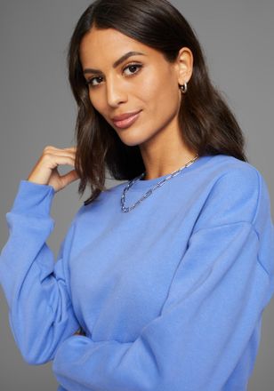 Laura Scott Sweatshirt LAURA SCOTT, Damen, Gr. 32/34, blau, angeraute Sweatware, Obermaterial: 80% Baumwolle, 20% Polyester, unifarben, Basic, l&auml;ssig geschnitten,