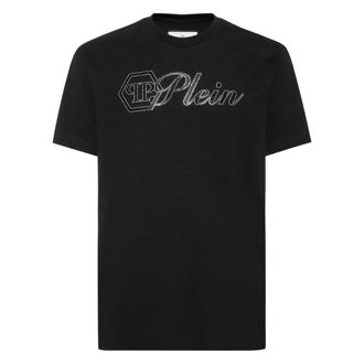 Philipp Plein Homme, Tops, Noir, Taille: L T-shirt ras du cou orn&eacute; de pierres