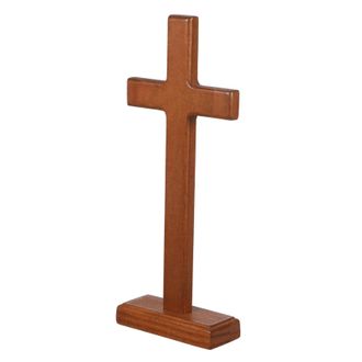 Cabilock Beechwood Cross Stehend Holzkreuz aus mit Glatter Oberfläche Langlebige Handpolierte Buche für Christliche Wohn und Gebetsdekoration