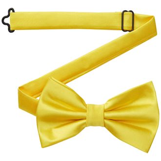 DonDon Fliege Herren handgefertigt Seiden-Look 12 x 6 cm Fliege Gelb