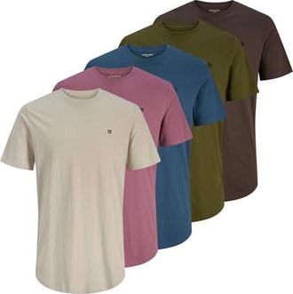 Jack & Jones Lot de 5 t-shirts SS &agrave; col rond pour homme - Couleur : multicolore, L