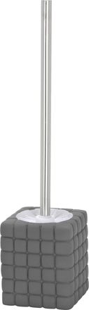 WENKO 20171100 WC-Garnitur Cube Grey - WC-Bürstenhalter, Soft-Touch, Soft-Touch Keramik, 10.5 x 38 x 10.5 cm, Grau
