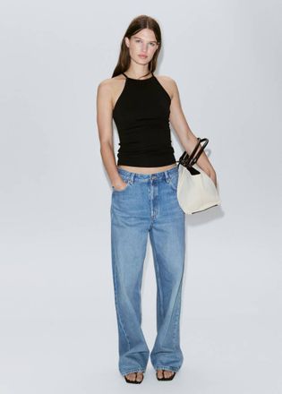 Mango Top coton halter noir - Femme - XXS - MANGO