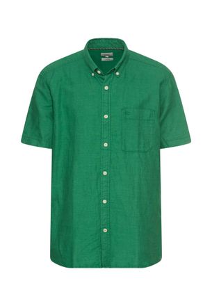 Camel Active Herren Kurzarm-Hemd aus Leinen-Baumwoll-Mix Tannengrün, menswear-5XL