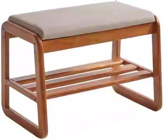 Generic Schuhbank mit Doppeltür, offene Bank mit Stauraum for den Flur, Schuhschrank mit Massivholzrahmen, geeignet for den Eingang for Flur oder Schlafzimmer