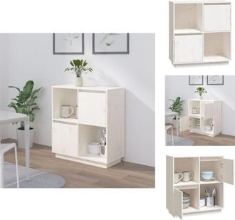 vidaXL Sideboard Wei&szlig; 74x35x80 cm Massivholz Kiefer - Massivholzm&ouml;bel - Kiefern Sideboard - Wei&szlig;es Sideboard - Wohnzimmerm&ouml;bel - Buffettisch